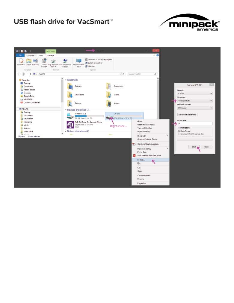 Formatting a USB flash drive for VacSmart – Minipack America